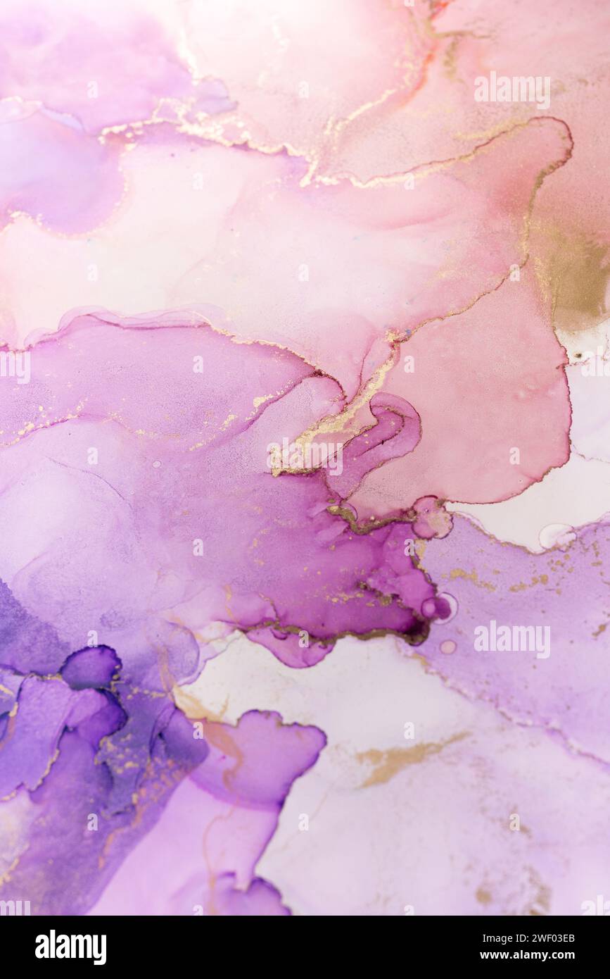 Abstract purple paint background. Acrylic texture with marble pattern ...