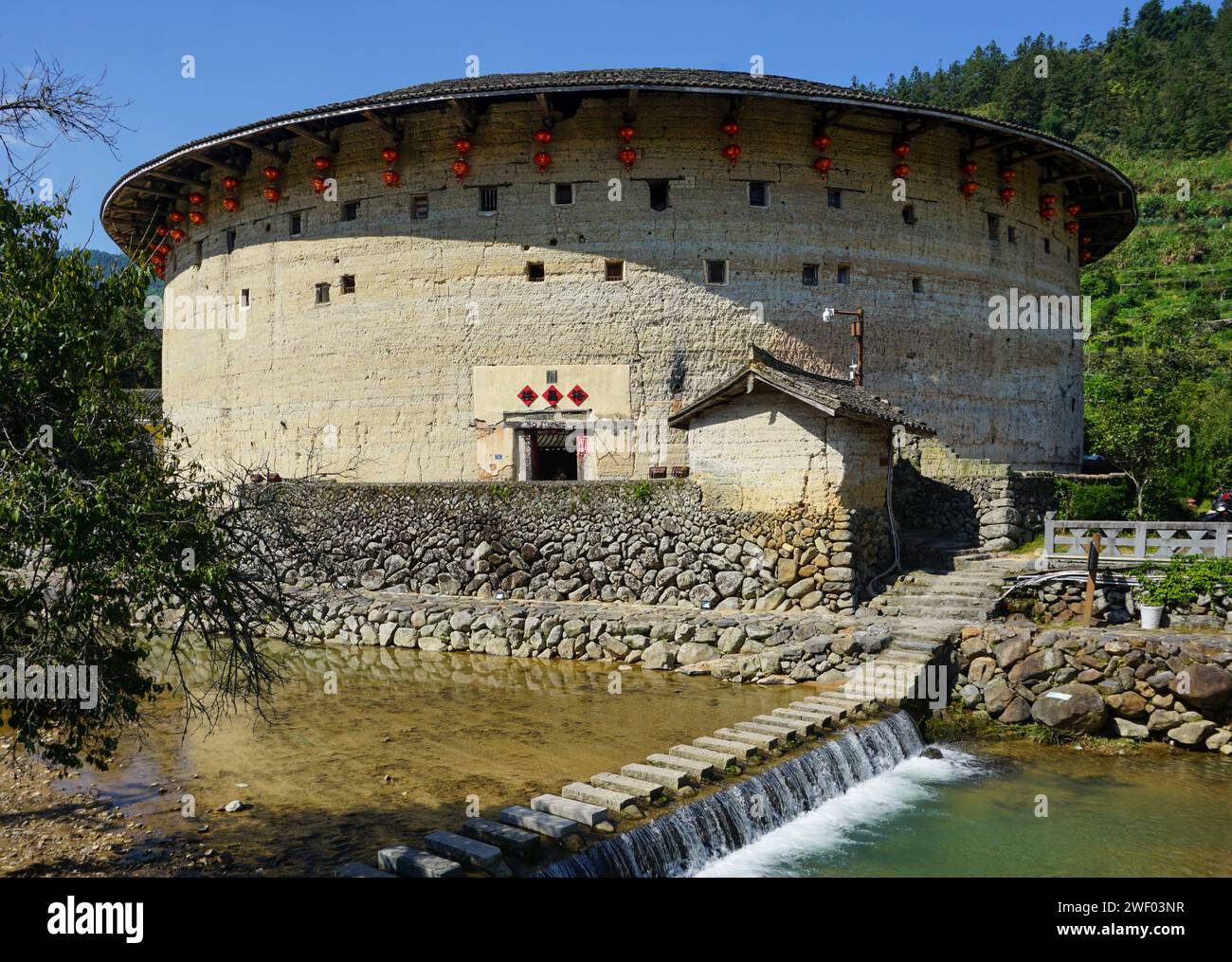 Yuchang Lou tulou (building made of rammed earth and timber) in Fujian ...
