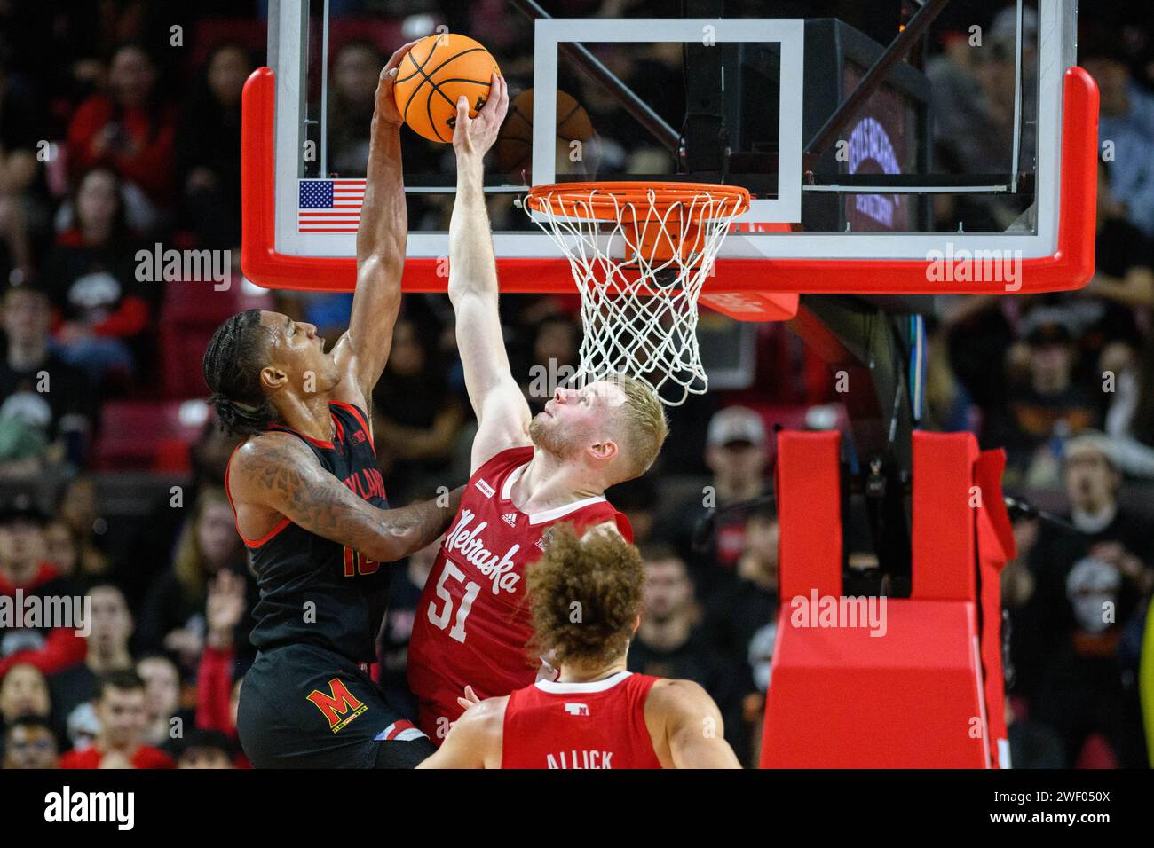 College Park, MD, USA. 27th Jan, 2024. Nebraska Cornhuskers forward ...