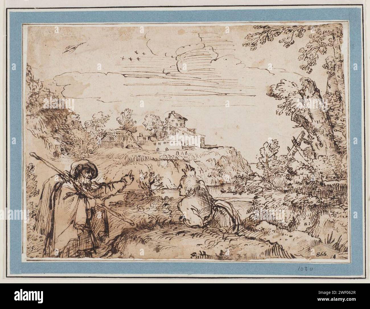 Annibale Carracci - Landscape with Two Men in the Foreground Stock ...