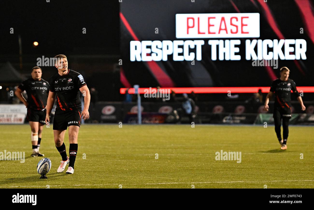 Barnet. United Kingdom. 27 January 2024. Premiership Rugby. Saracens ...