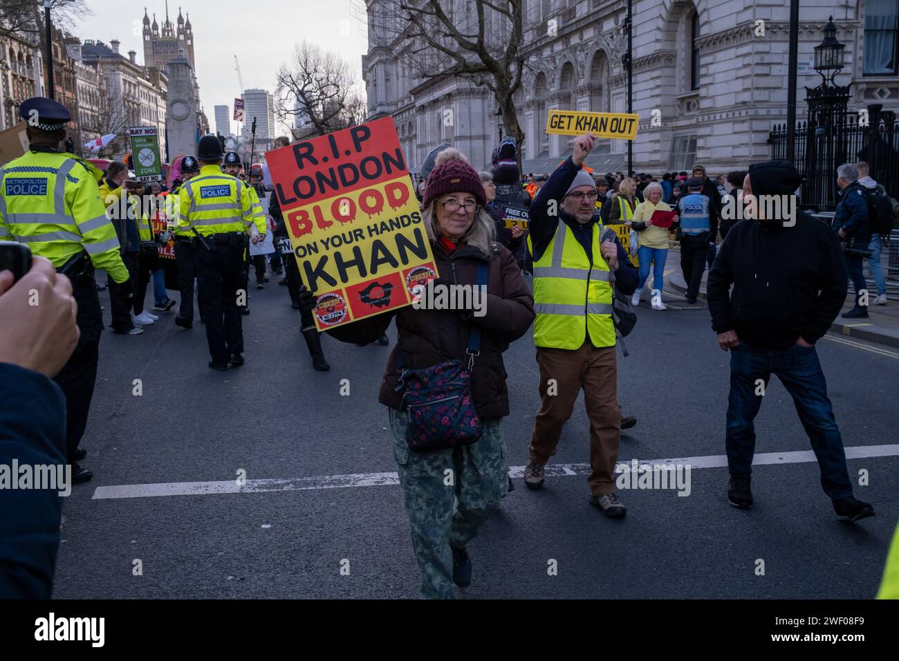 A demonstration is held in Central London to celebrate One year since ...