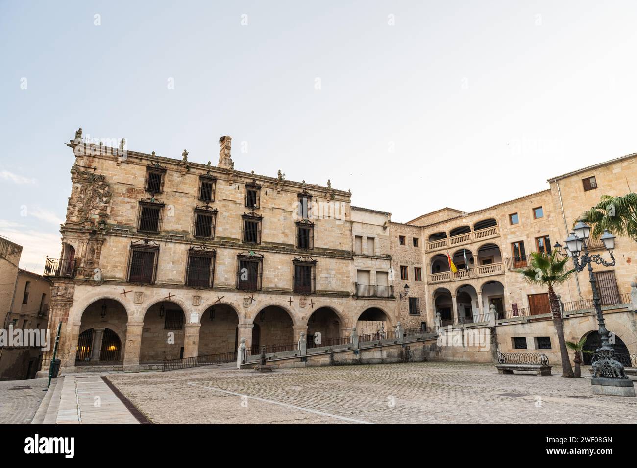 Wide-angle view of the beautiful Renaissance Plaza Mayor square in ...