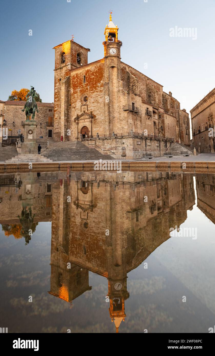 San Martin church in the beautiful Renaissance Plaza Mayor square in ...