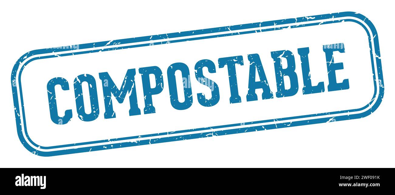compostable stamp. compostable rectangular stamp isolated on white ...