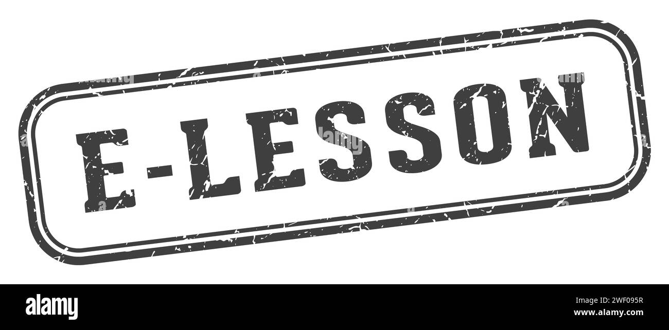 e-lesson stamp. e-lesson rectangular stamp isolated on white background ...