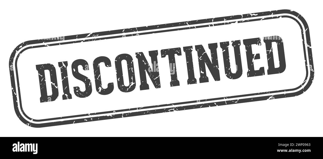 discontinued stamp. discontinued rectangular stamp isolated on white ...