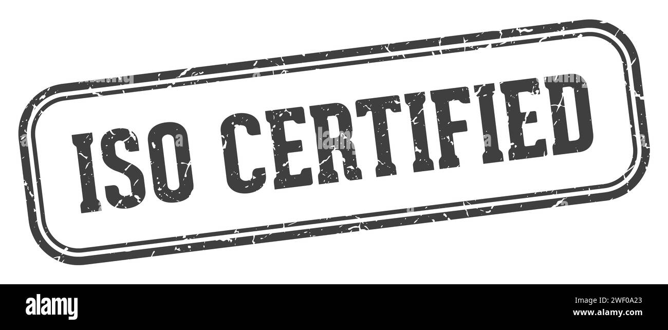iso certified stamp. iso certified rectangular stamp isolated on white ...
