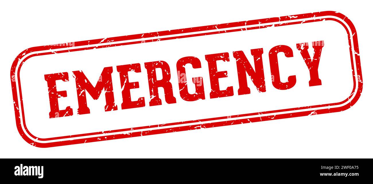 emergency stamp. emergency rectangular stamp isolated on white ...