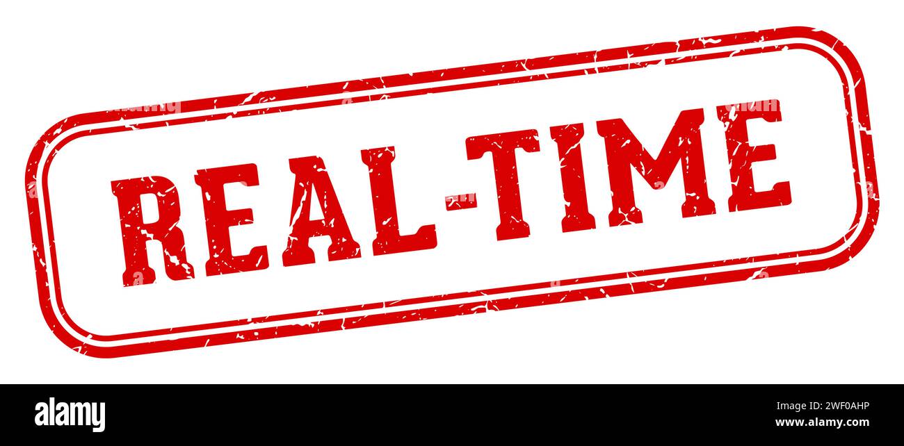 real-time stamp. real-time rectangular stamp isolated on white ...