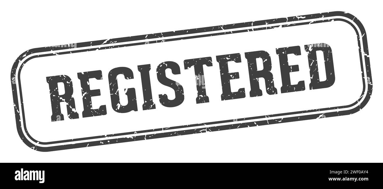 registered stamp. registered rectangular stamp isolated on white ...