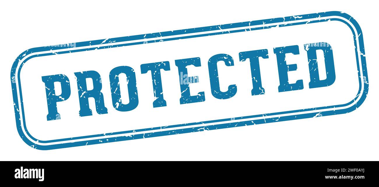 protected stamp. protected rectangular stamp isolated on white ...