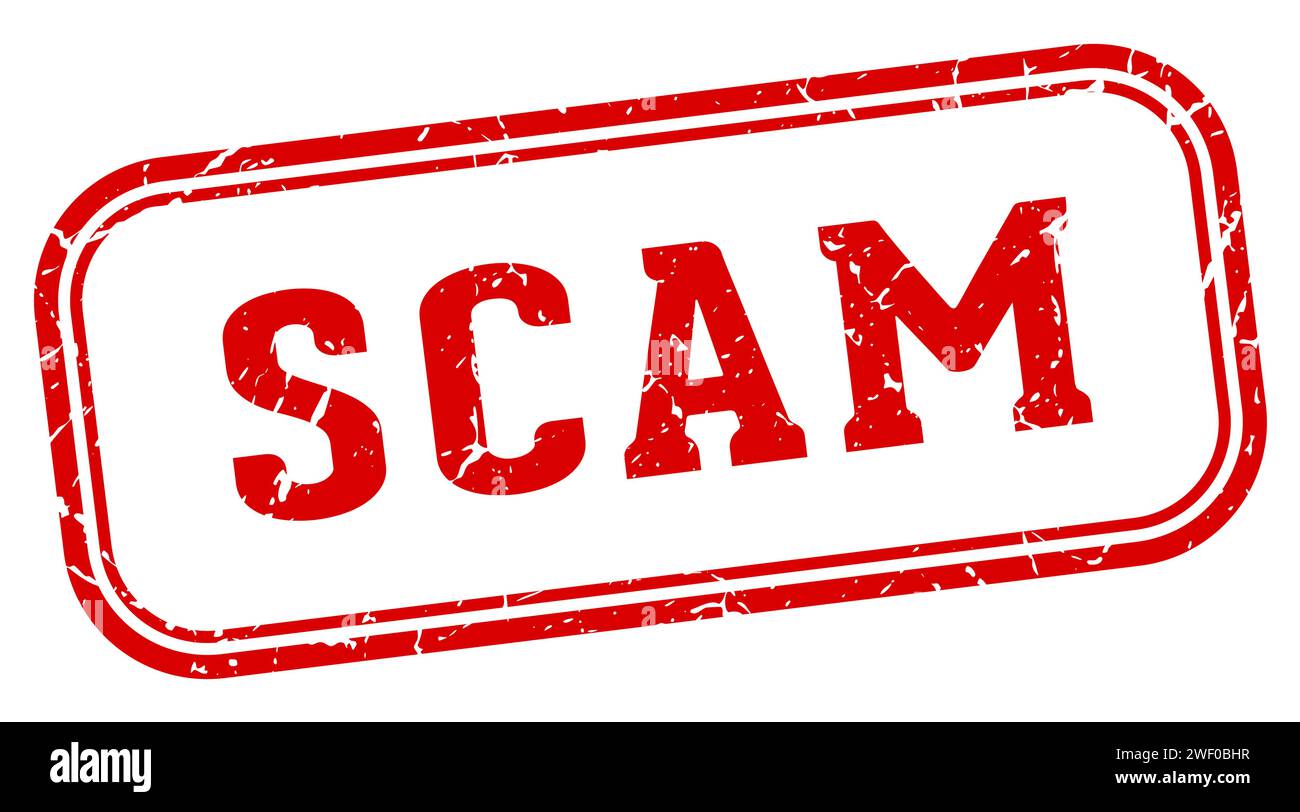 scam stamp. scam rectangular stamp isolated on white background Stock ...
