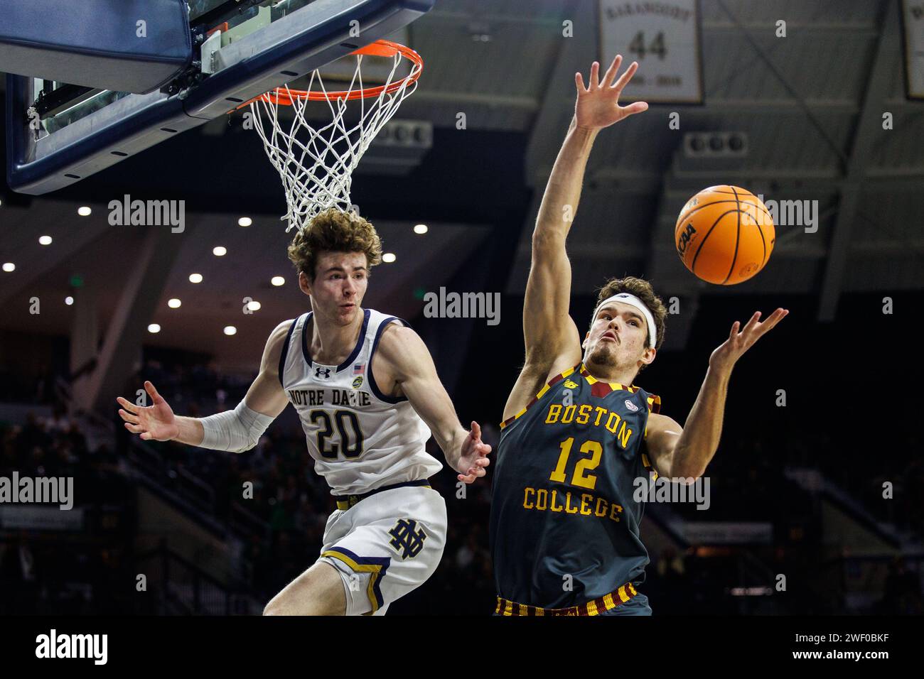 January 27, 2024: Notre Dame guard J.R. Konieczny (20) and Boston ...