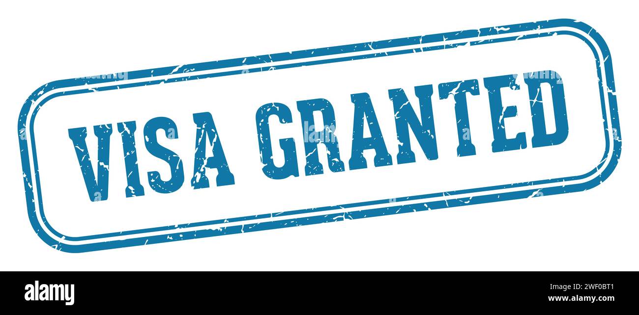 visa granted stamp. visa granted rectangular stamp isolated on white ...