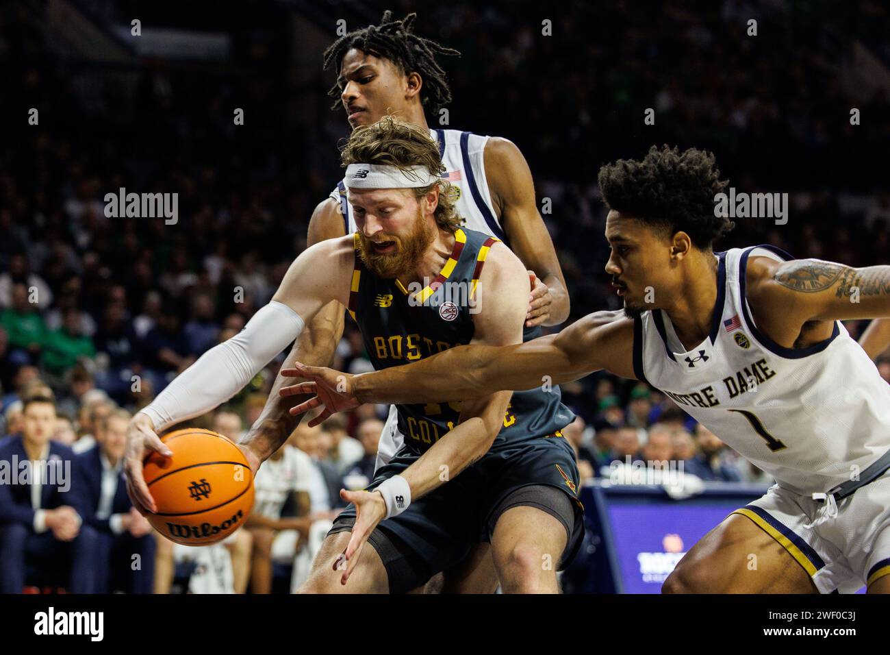 South Bend, Indiana, USA. 27th Jan, 2024. Boston College guard Mason ...