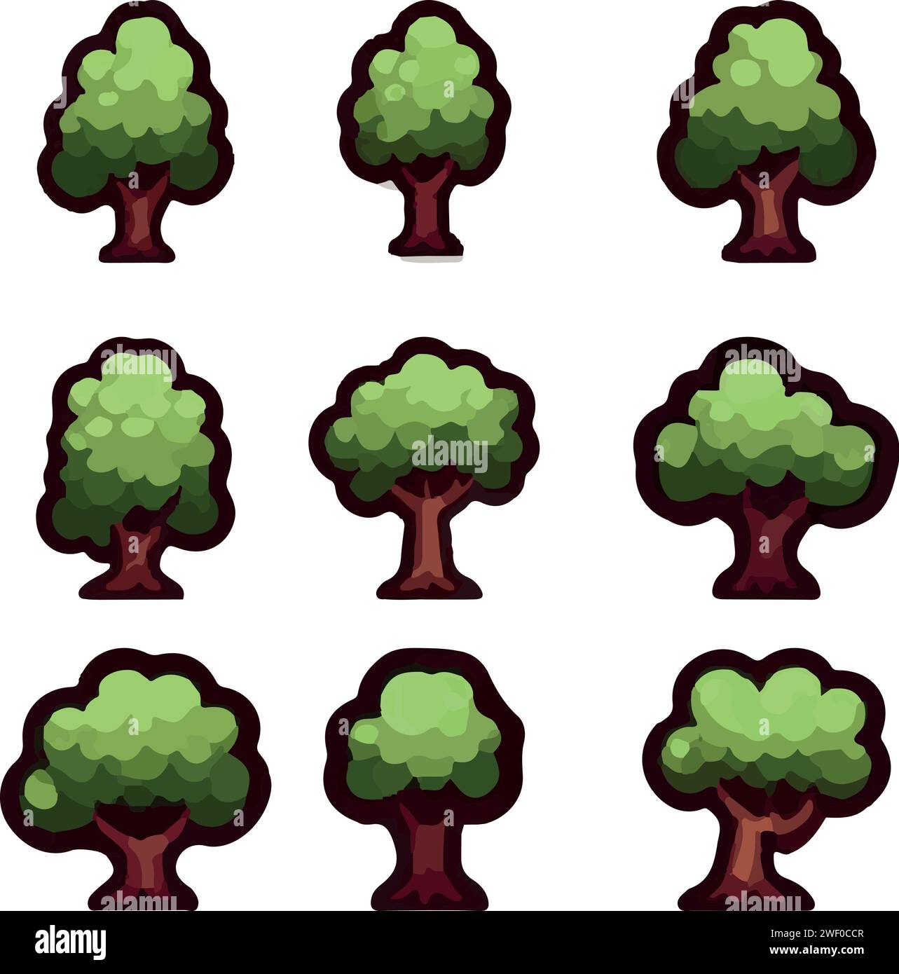 Beautiful and lovely game items trees vector set Stock Vector Image ...