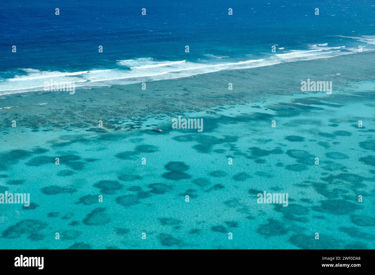 An aerial view of the Belize Barrier Reef, which is part of the ...