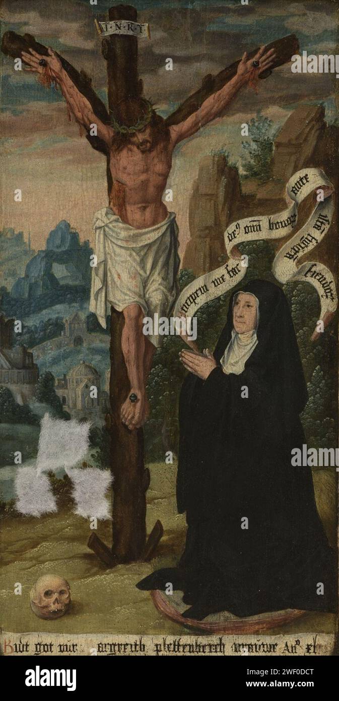 Anonymous - Christus aan het kruis met stichteres Margaretha van ...