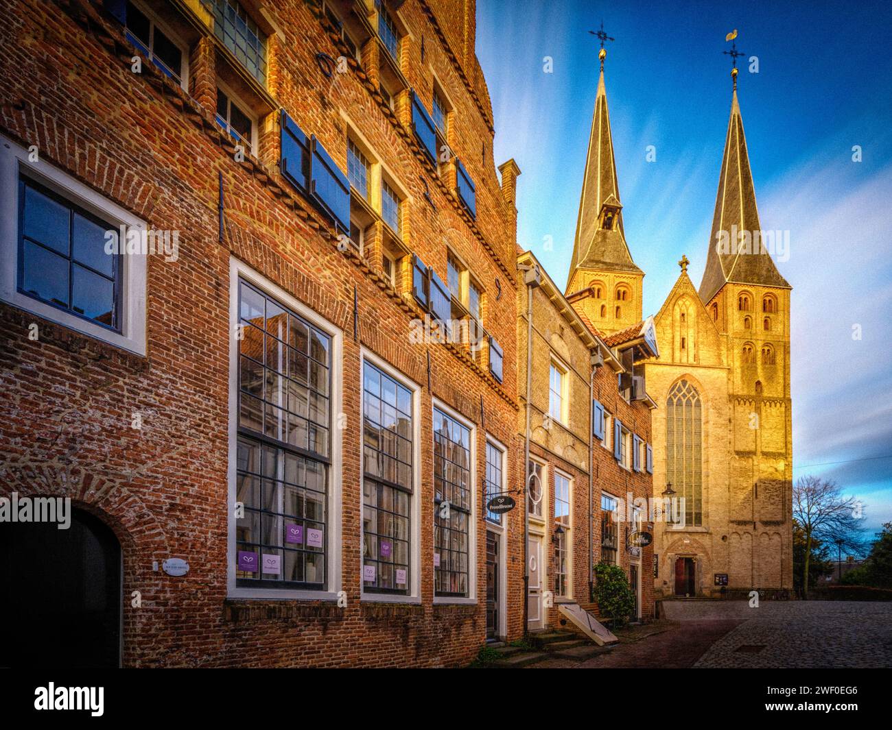 An aerial view of a bustling cityscape featuring a grand, imposing ...