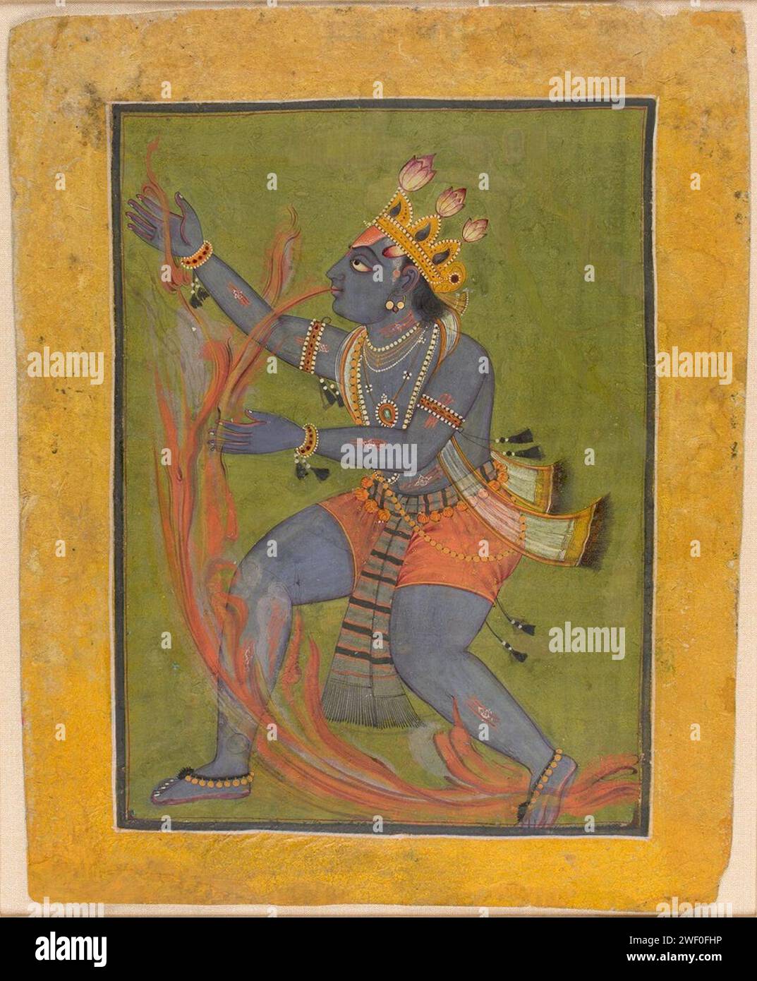 Anonymous - Krishna Swallows the Forest Fire, Folio from a Bhagavata ...