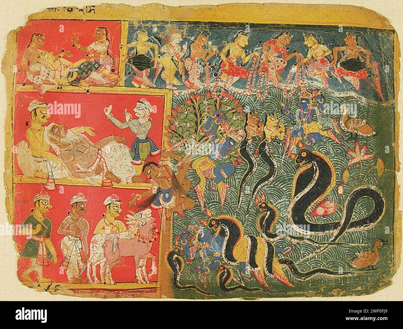 Anonymous - Krishna Subdues the Serpent King Kaliya, folio from an ...