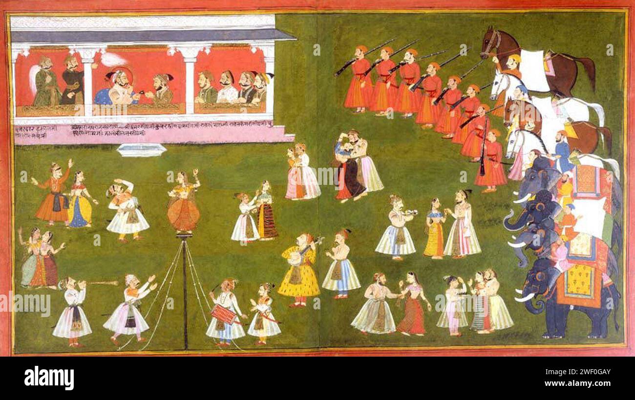 Anonymous - Maharana Amar Singh II, Prince Sangram Singh and Courtiers ...