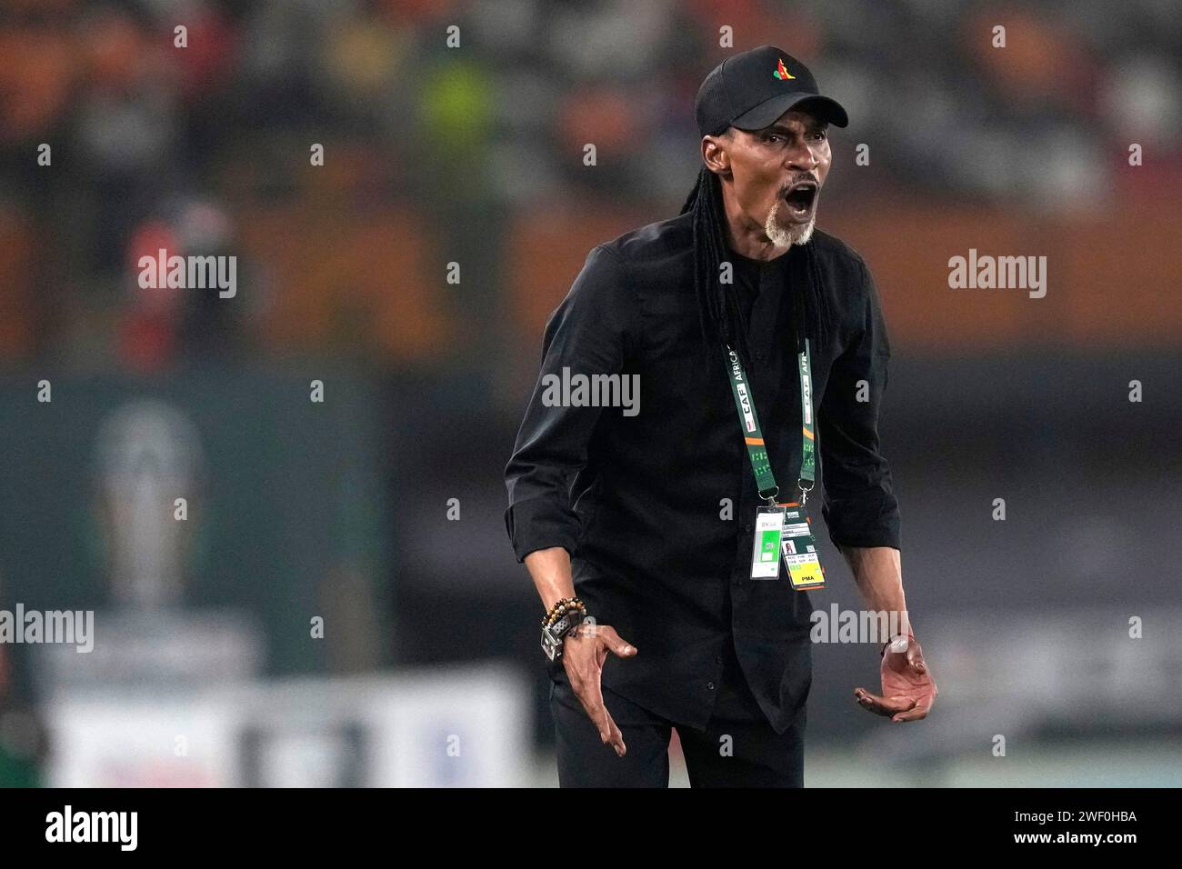 Cameroon's head coach Rigobert Song shouts during the African Cup of ...