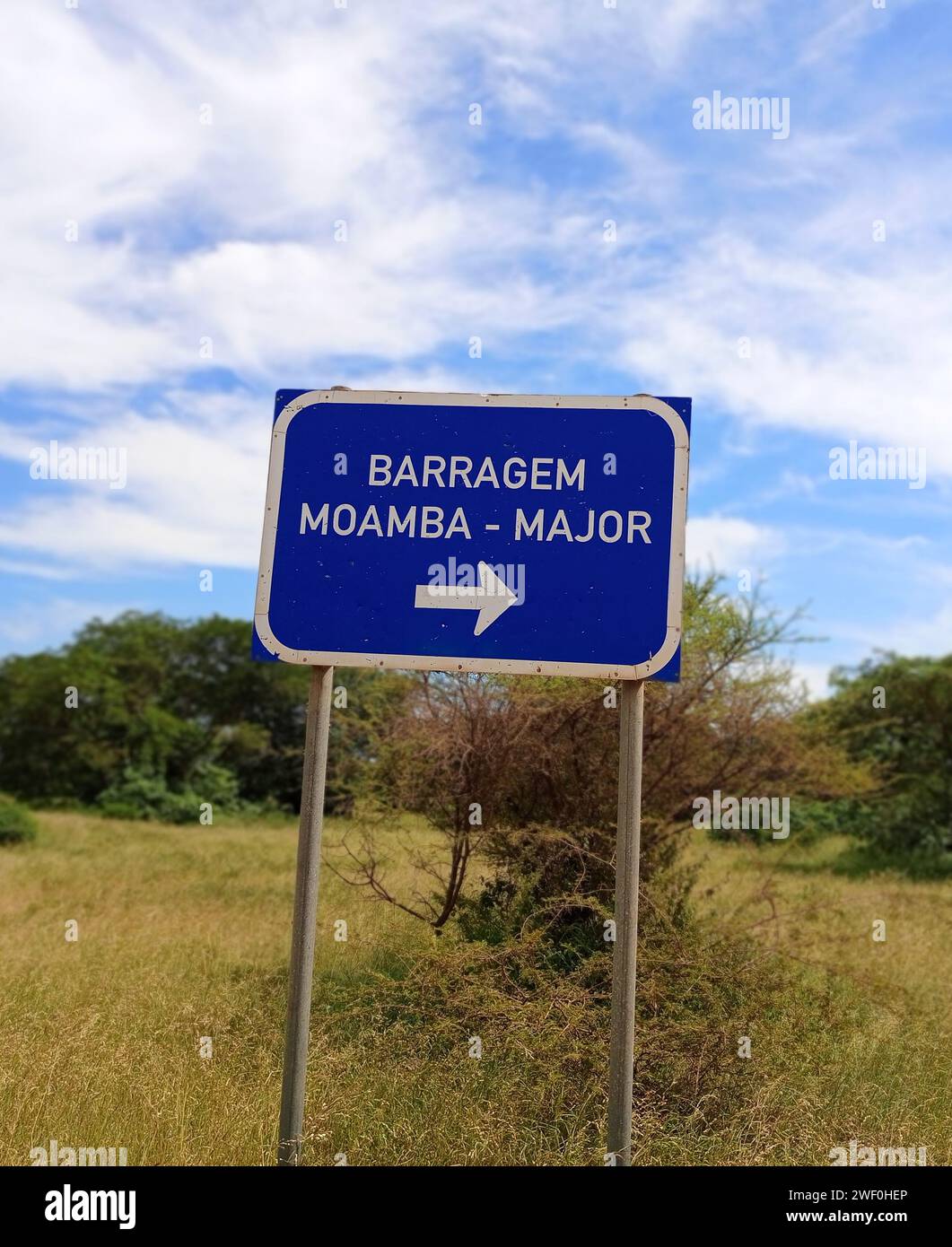 Moamba dam sign post in Mozambique Stock Photo - Alamy