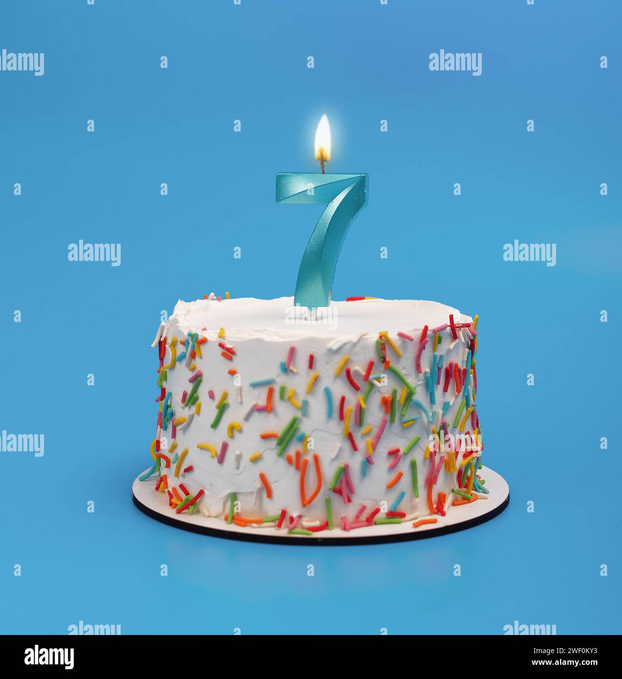 Blue Number 7 Cake