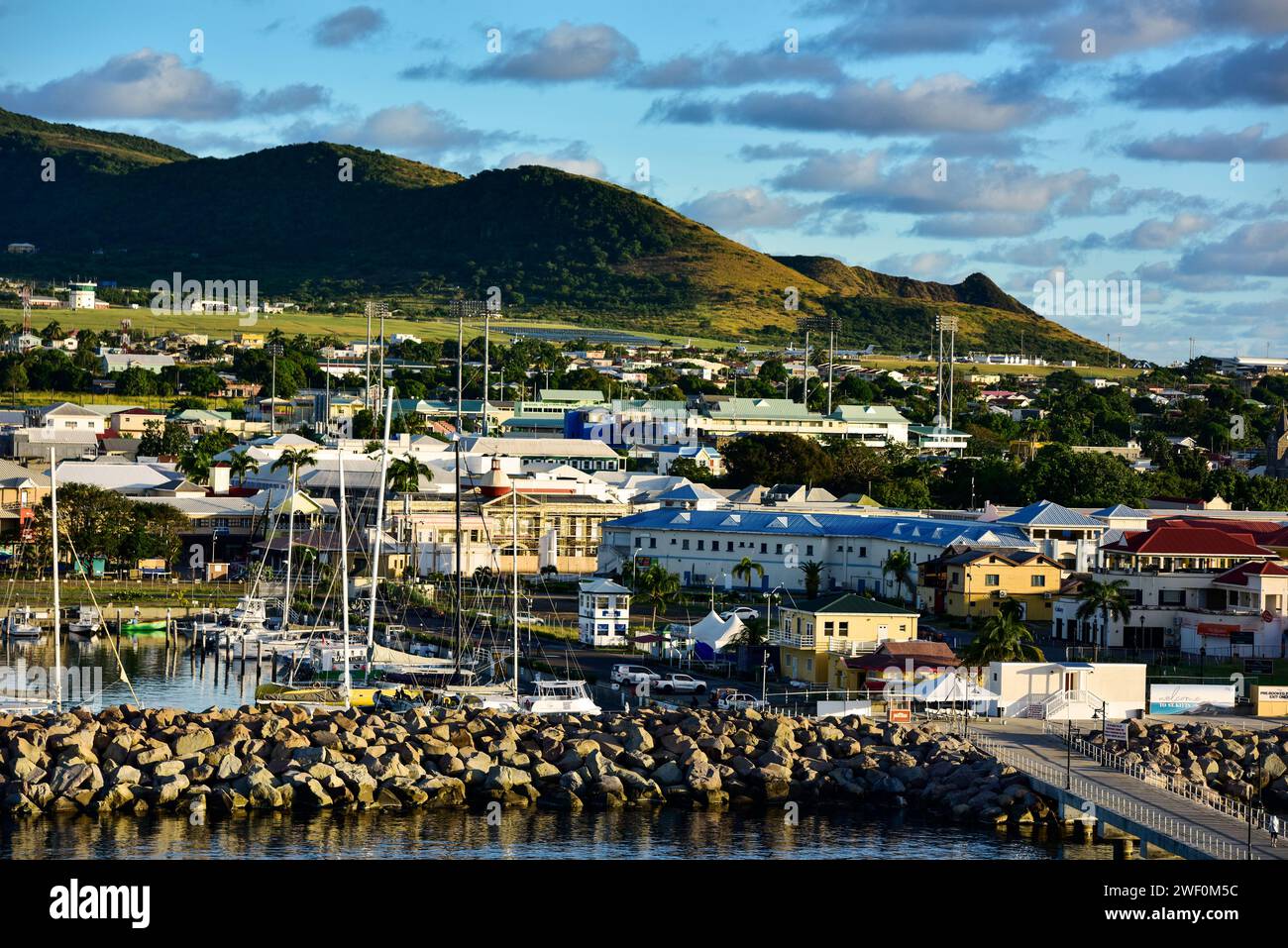 St. Kitts, Caribbean harbor landscape Stock Photo - Alamy