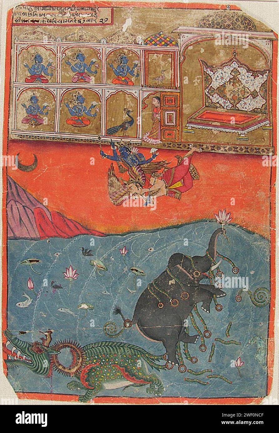 Anonymous - Vishnu Saves Gajendra the Elephant King from the Crocodile ...