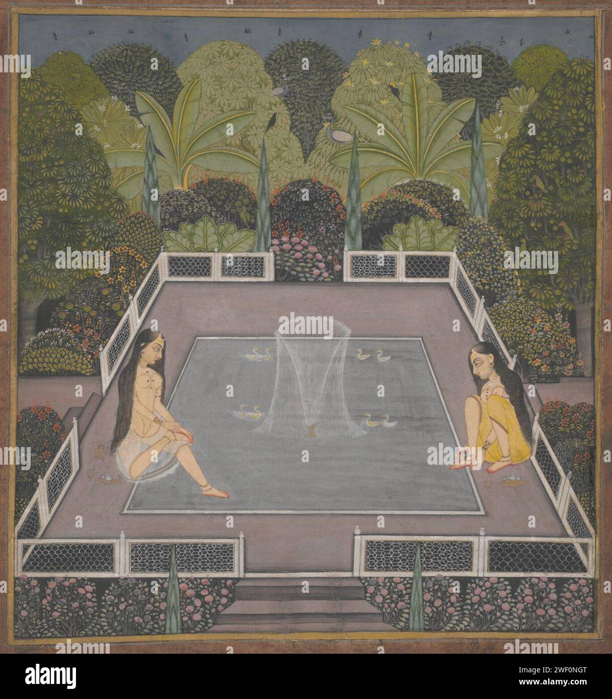 Anonymous - Women by a Garden Pool - 2001.138.24 Stock Photo - Alamy