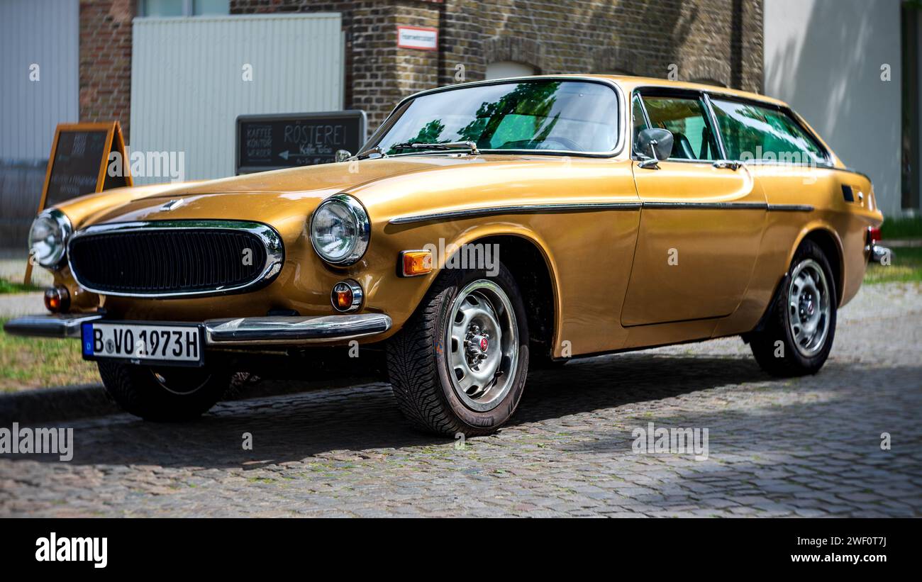 WERDER (HAVEL), GERMANY - MAY 20, 2023: The sports car Volvo P1800ES, 1973. Swirl bokeh. Art ...