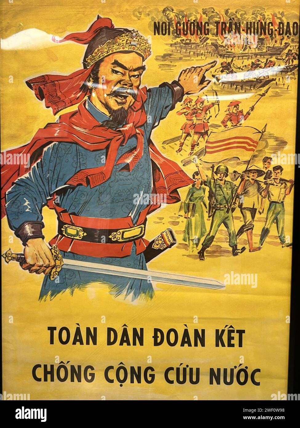 Anti-communist propaganda poster with Trần Hưng Đạo, RVN Stock Photo ...