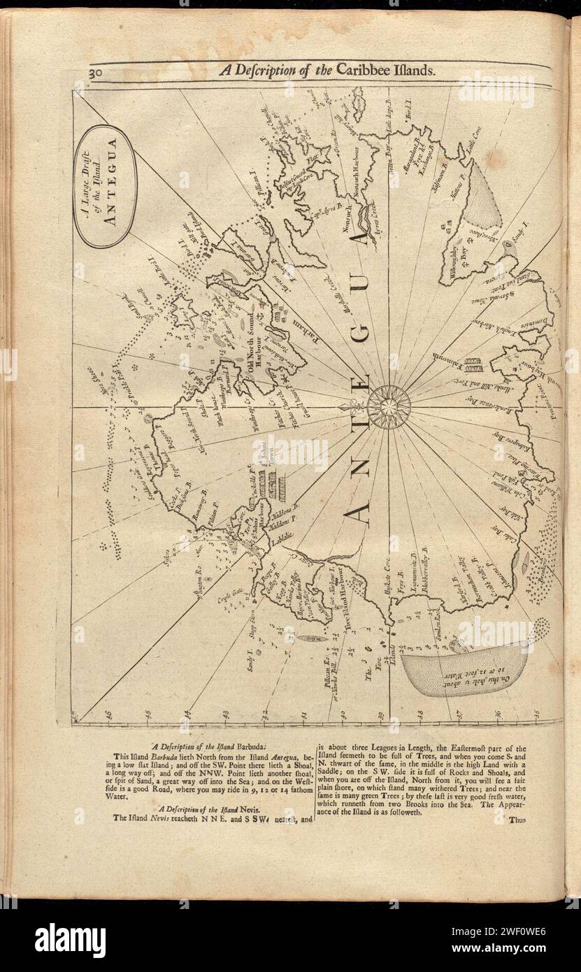 Antigua Nautical Chart 1737 Stock Photo - Alamy