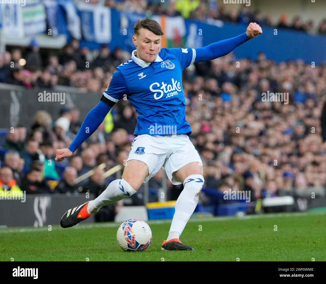 Nathan Patterson of Everton crosses the ball during the Emirates FA Cup ...