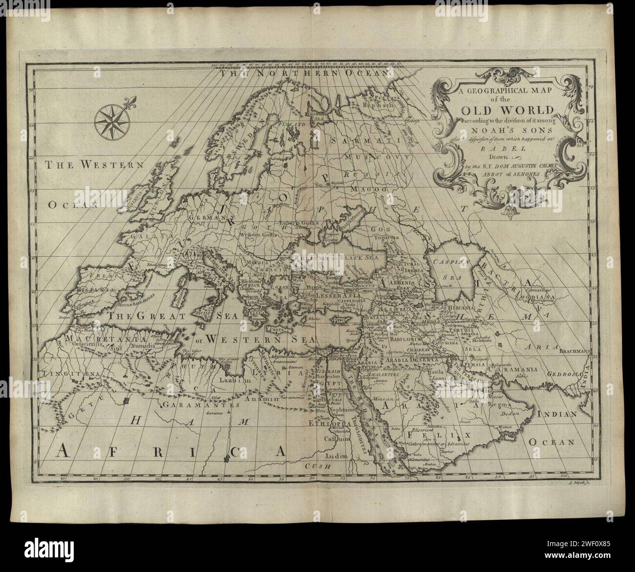 Antoine Augustin Calmet, A geographical map of the Old World according ...