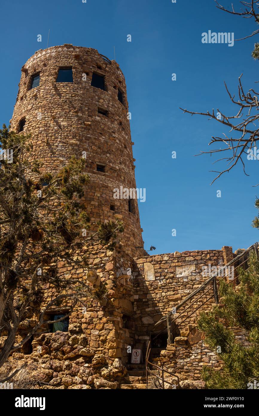 Staircase Climbs Desert View Watchtower In Grand Canyon National Park ...