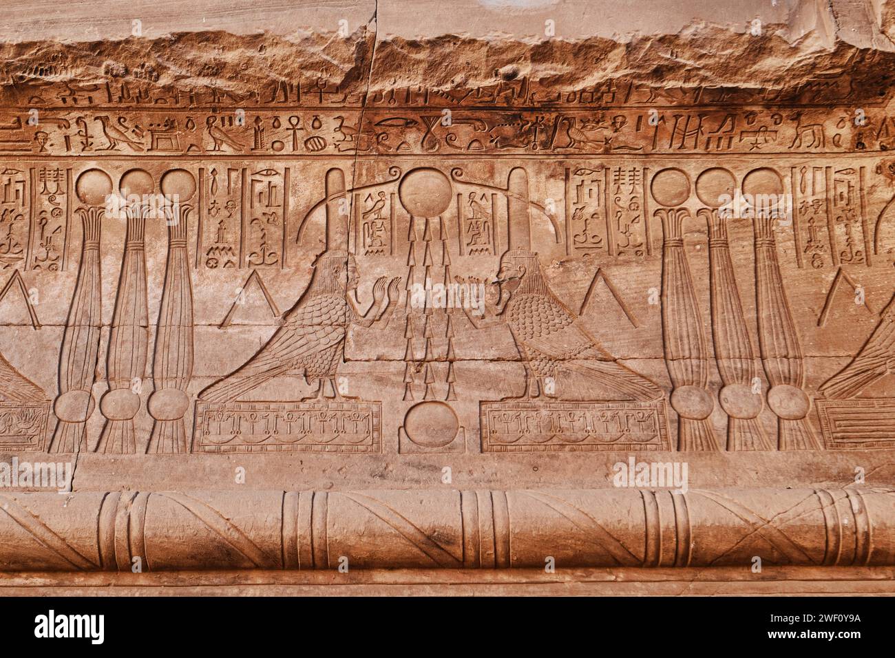 Qena, Egypt - December 27 2023: Bas reliefs on Dendera temple or Temple ...
