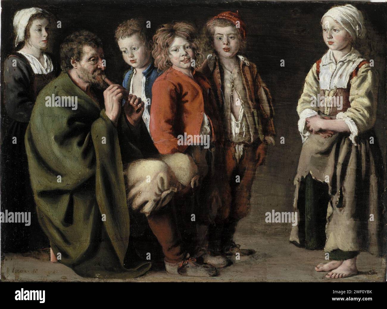 Antoine Le Nain - The Village Piper Stock Photo - Alamy