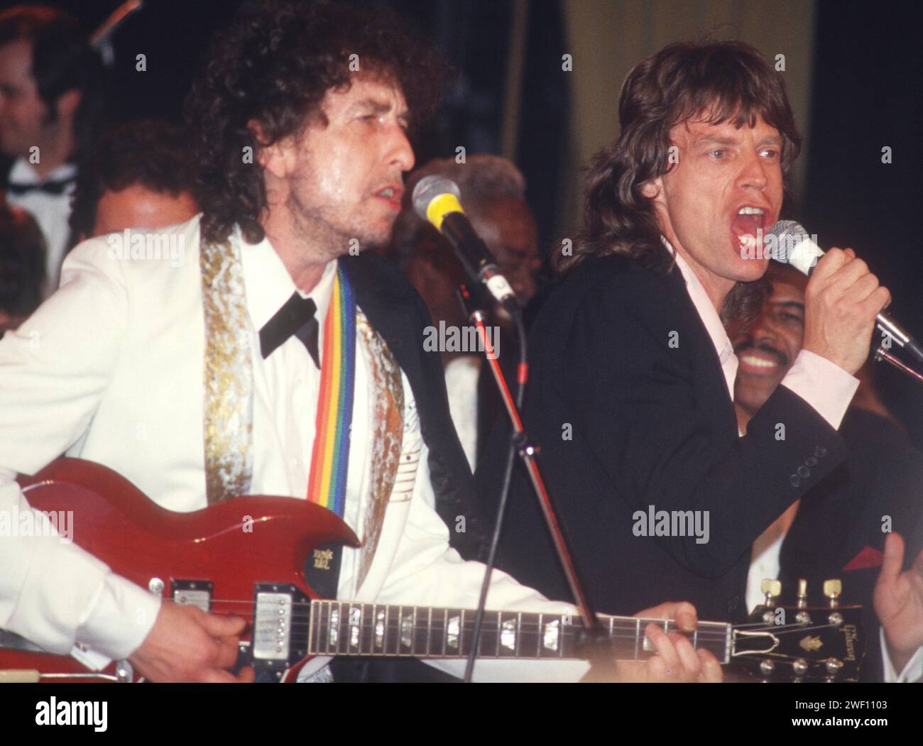 1985 Bob Dylan Mick Jagger John Barrett/PHOTOlink.net Stock Photo - Alamy