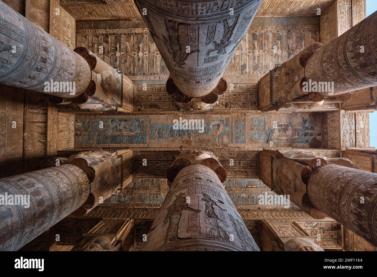 Qena, Egypt - December 27 2023: Columns of the Hypostyle Hall in Temple ...