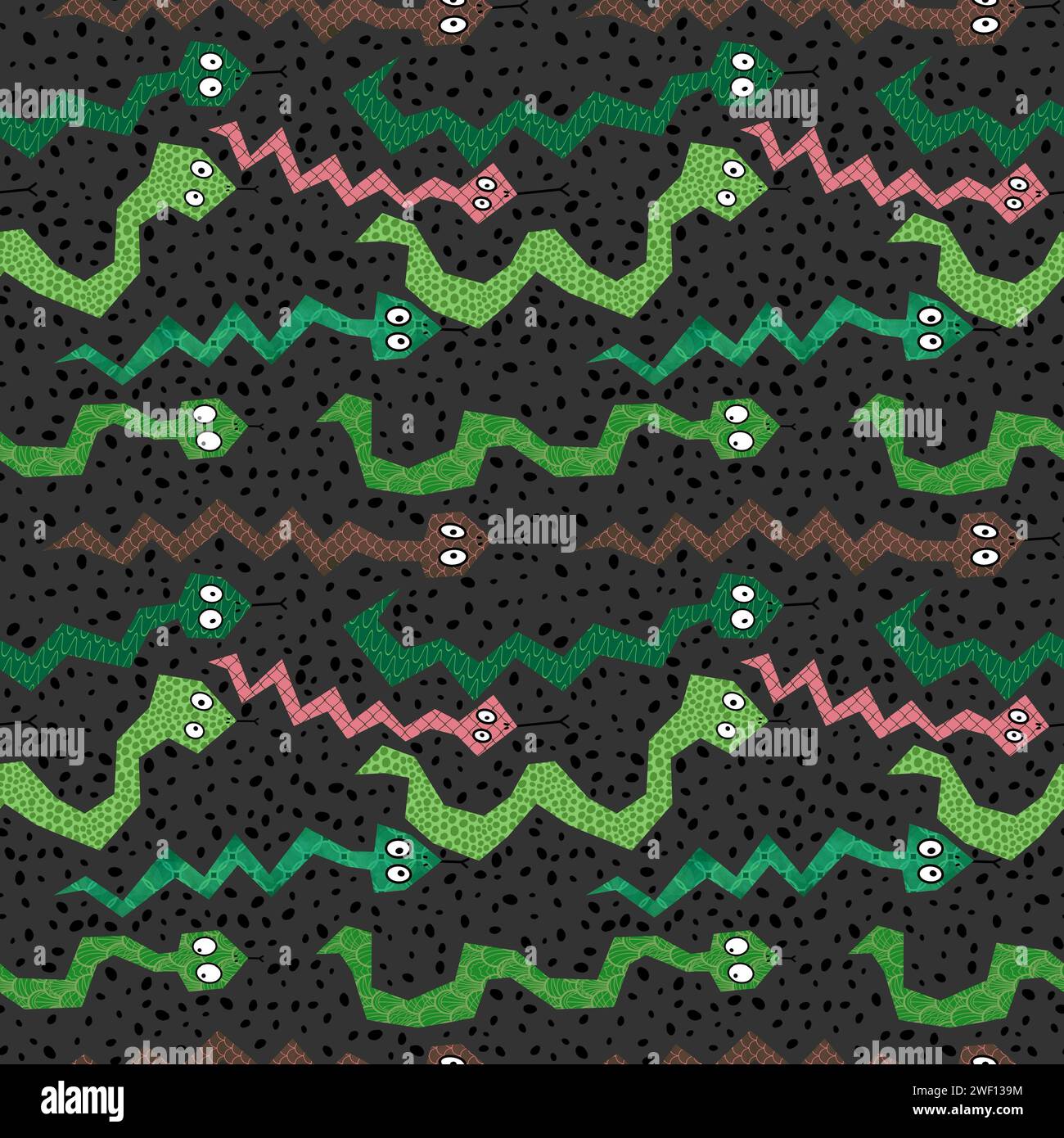 Summer cartoon animals seamless snake pattern for wrapping paper and ...