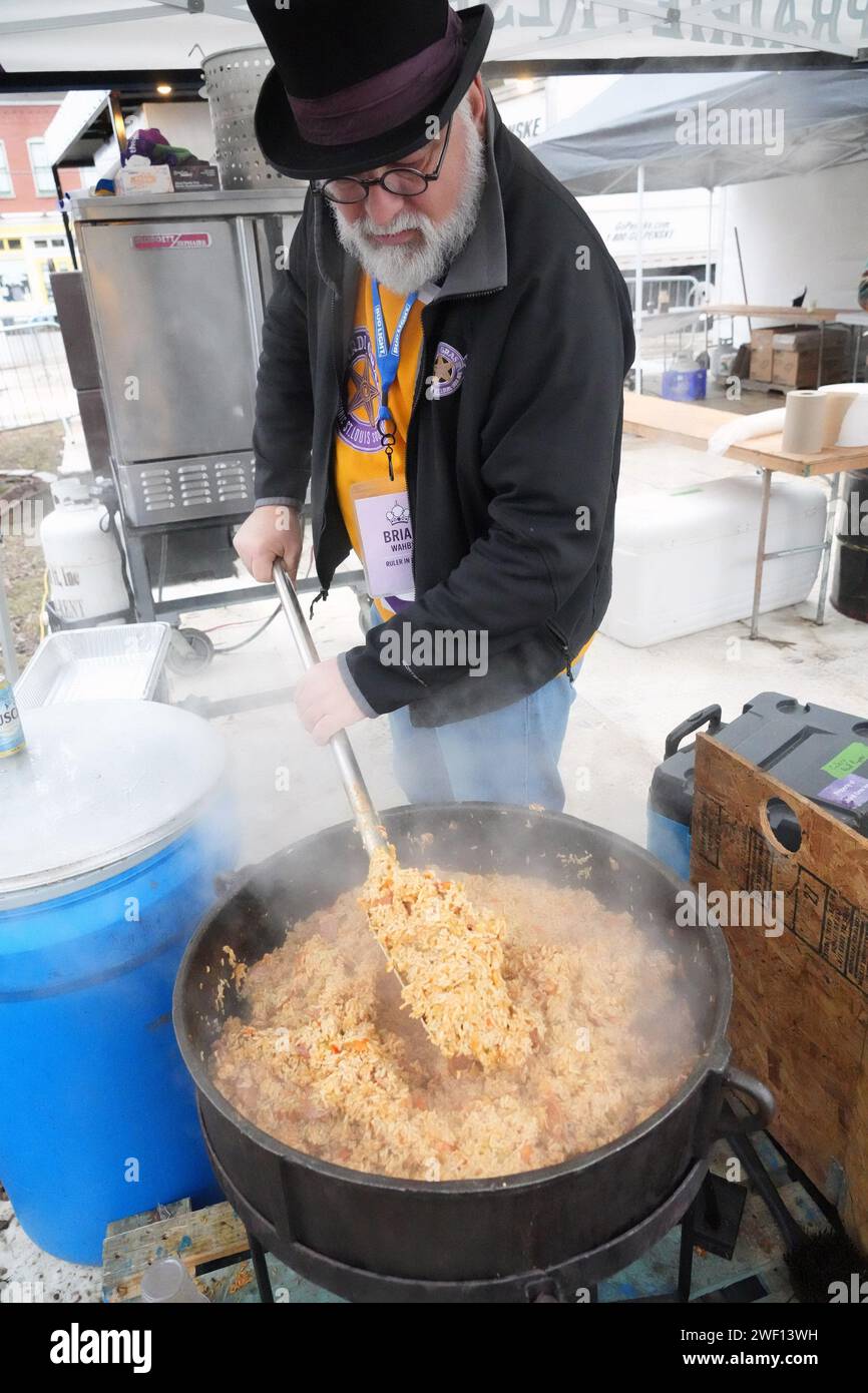 St. Louis, United States. 31st Jan, 2024. Cook Brian Wahby stirs a ...