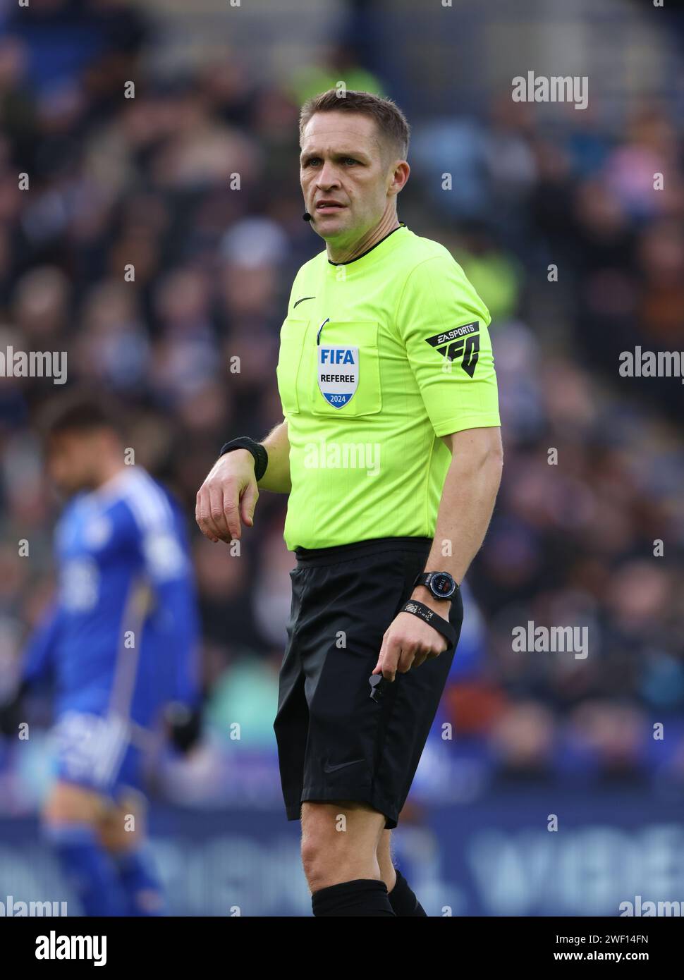 Leicester, UK. 27th Jan, 2024. Referee Craig Pawson at the Leicester ...