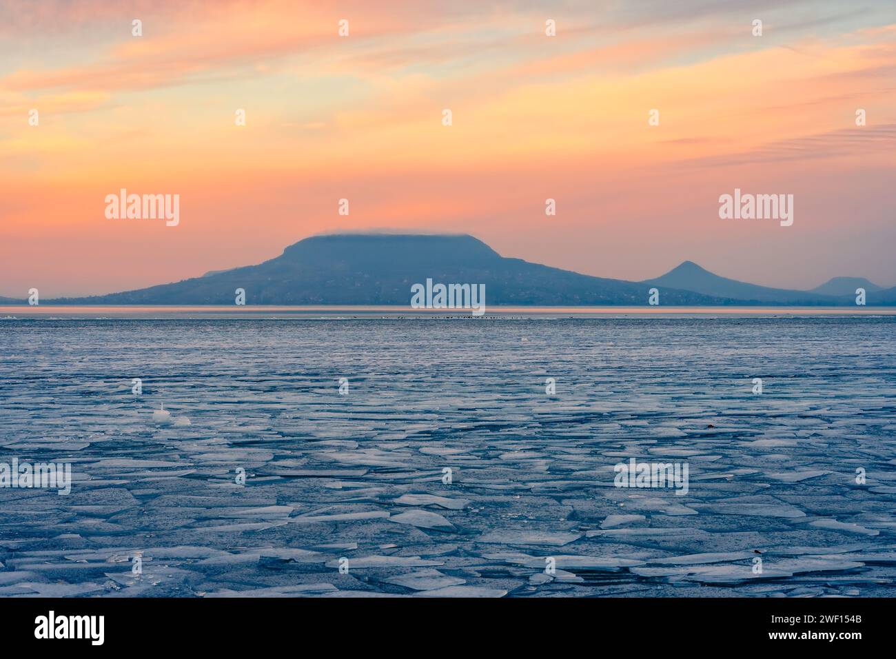 Fonyod, Hungary - Beautiful icebergs on the shore of the frozen Balaton ...