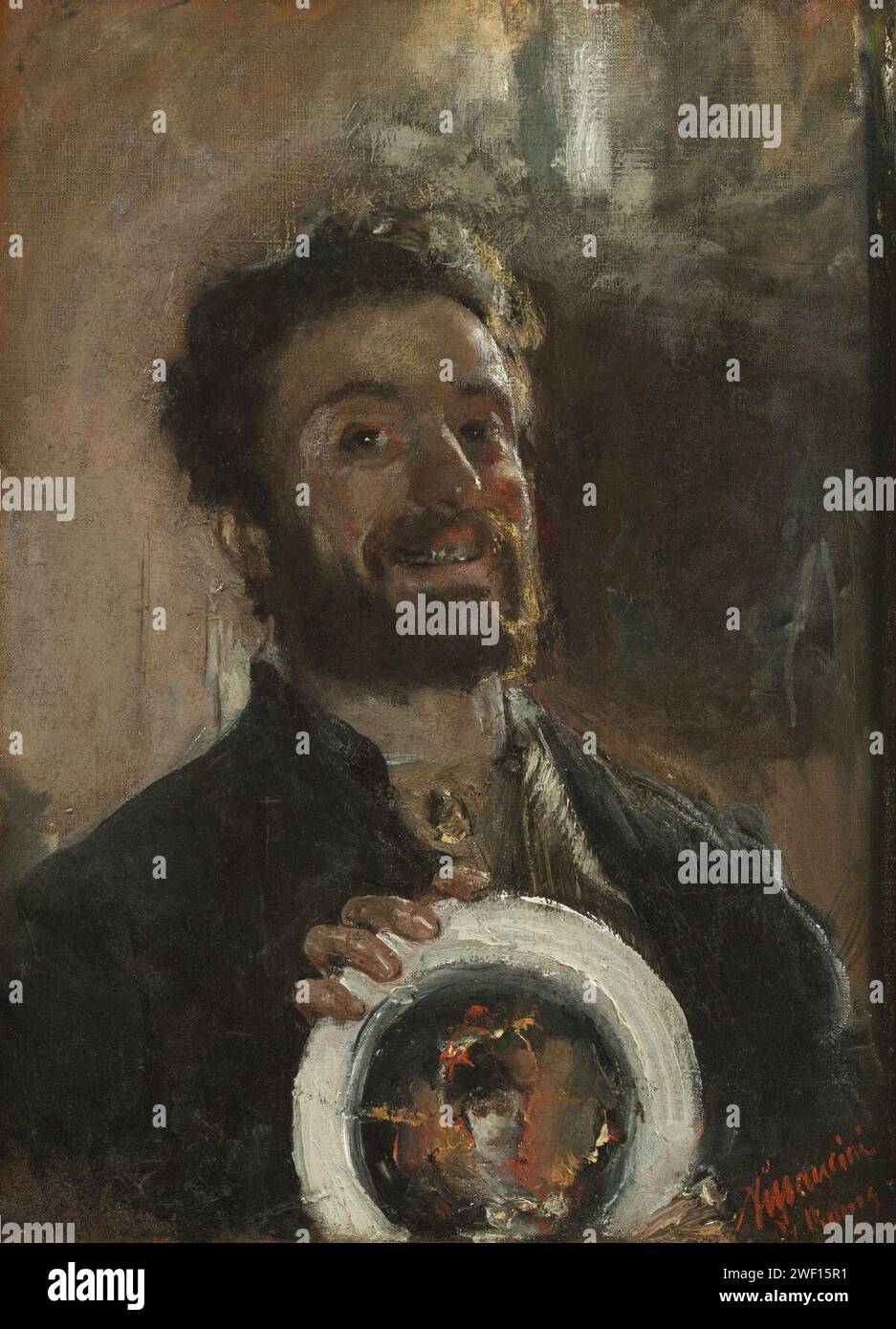 Antonio Mancini - Self Portrait with Plate Stock Photo - Alamy