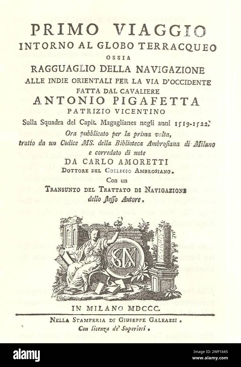 Antonio Pigafetta Primo Viaggio 1800 titolo Stock Photo - Alamy