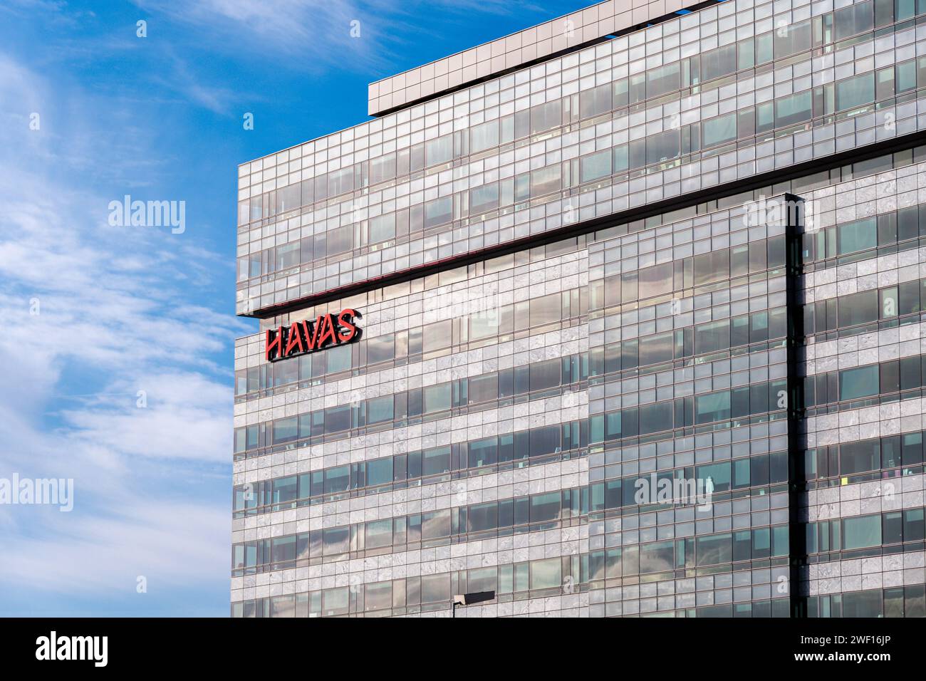 Facade of the Havas Group headquarters building. Havas is a French ...